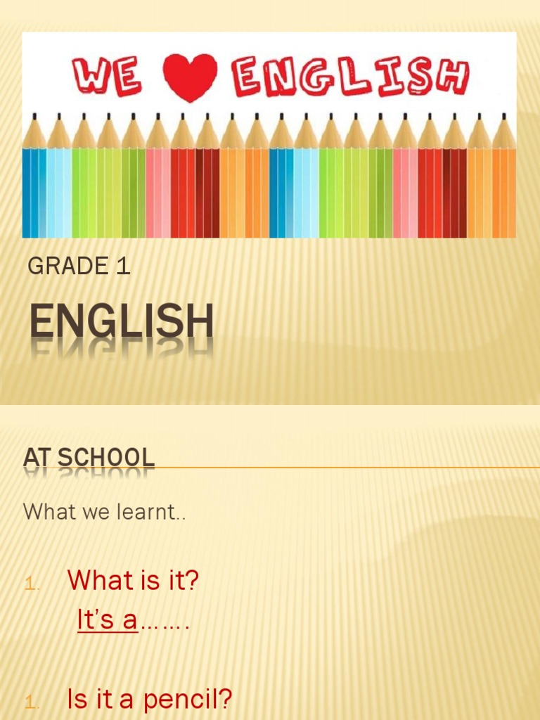 English For Grade 1 | PDF