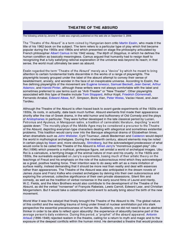 Theatre of The Absurd | PDF | Theatre | Entertainment (General)