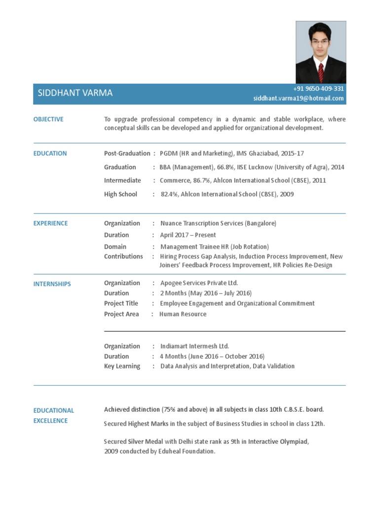 Resume Siddhant Varma | PDF | Economies | Cognition