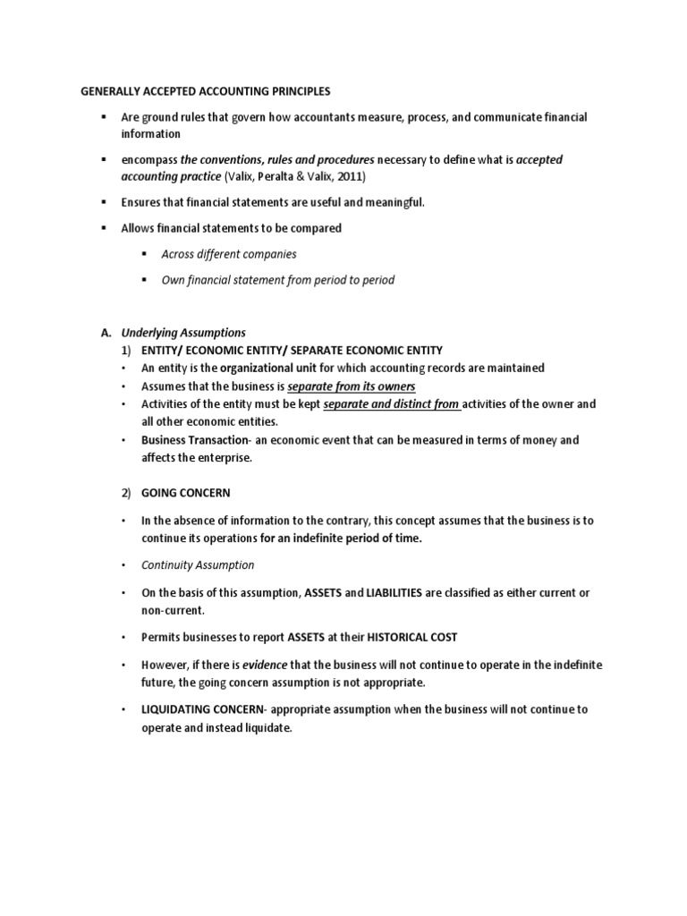 Generally Accepted Accounting Principles | PDF | Going Concern | Revenue