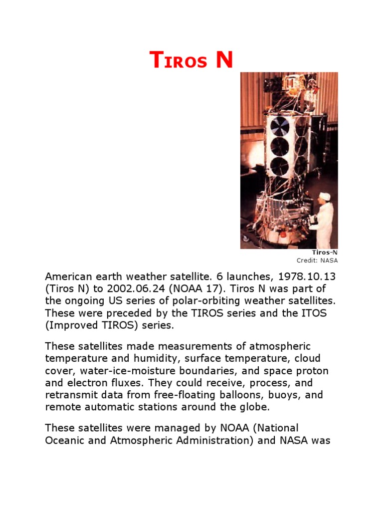 Earth weather satellite Tiros N | PDF | Atlas (Rocket Family) | Sm 65 Atlas