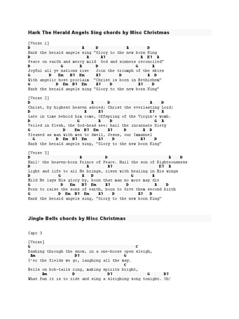 Hark The Herald Angels Sing Chords by Misc Christmas | PDF | Santa ...