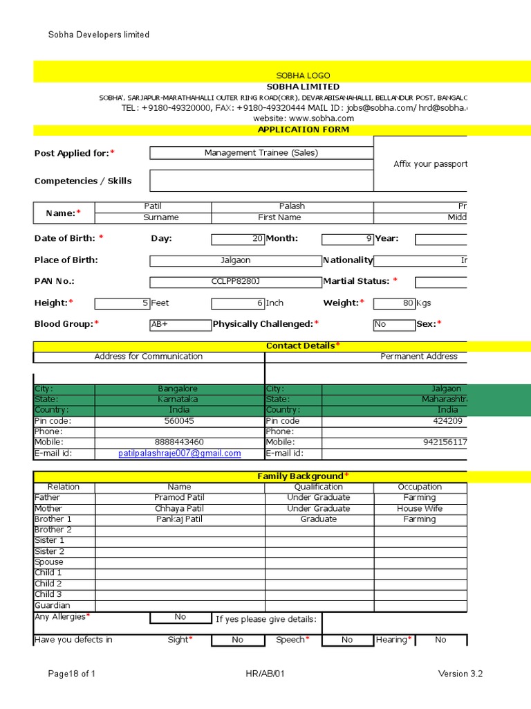 Sobha On Line Application Form | PDF | Indo Aryan Peoples | Languages