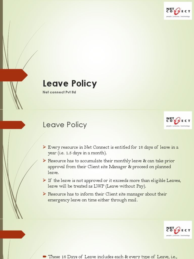 Leave Policy: Net Connect PVT LTD | PDF