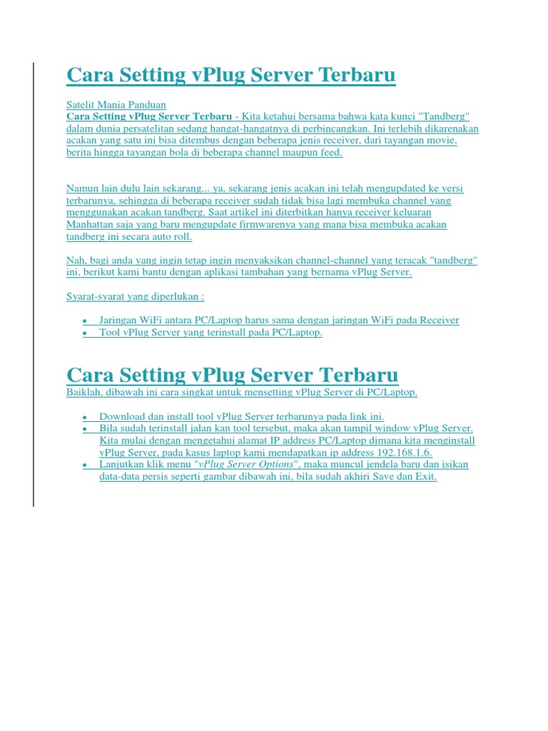 Cara Setting VPlug Server Terbaru | PDF