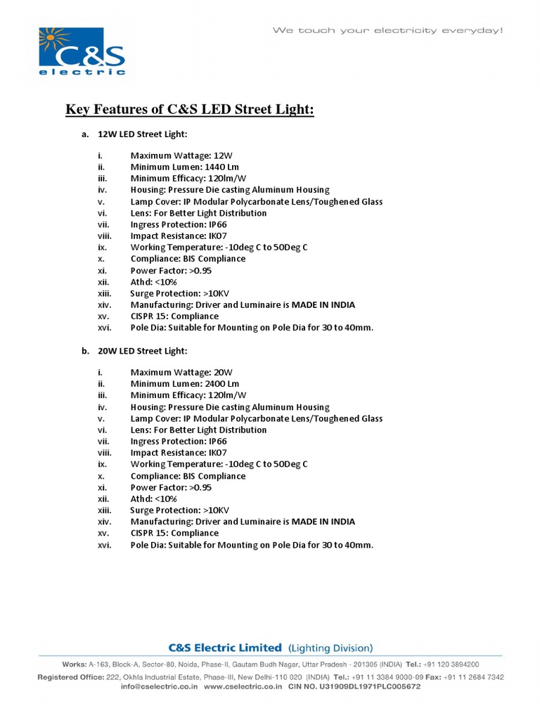 LED Street Light Feature | PDF