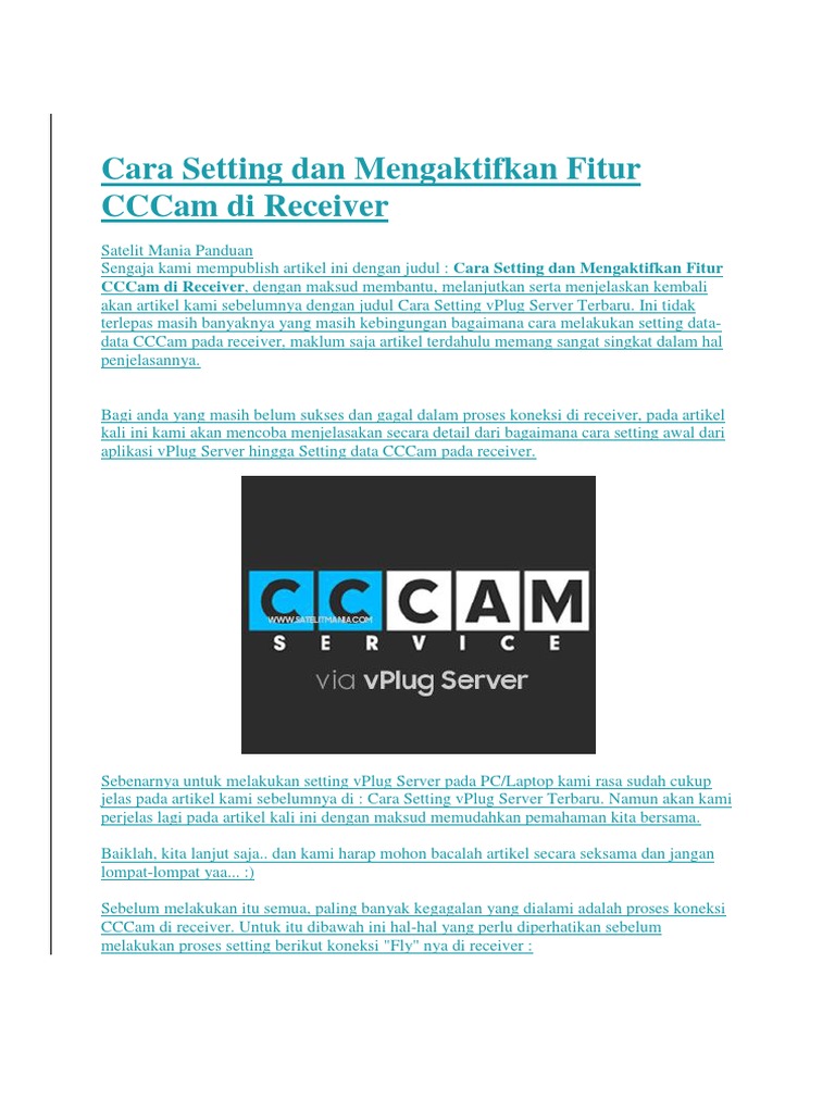 Panduan Setting CCCam di Receiver | PDF | Komputer