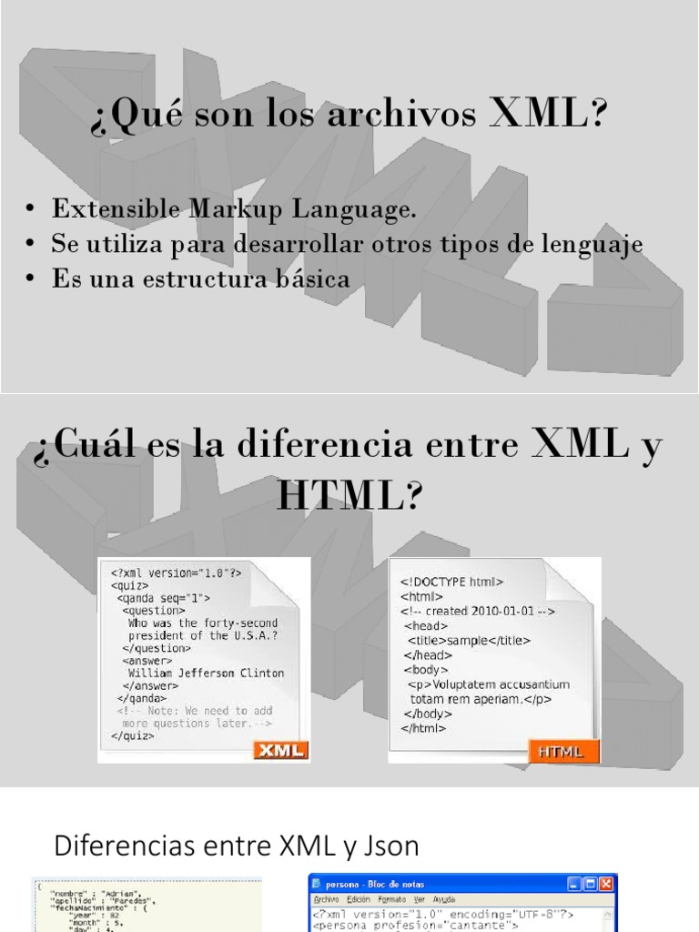 XML y Json | PDF | Xml | Json