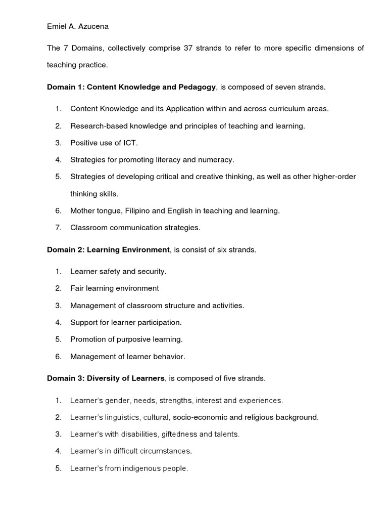 Overview of the 7 Learning Domains | PDF | Learning | Educational ...