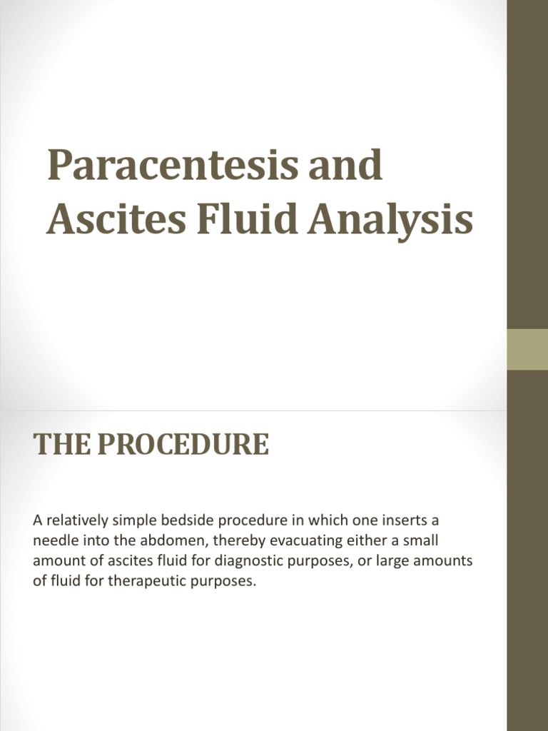 Paracentesis Procedure and Guidelines | PDF | Catheter | Diseases And ...