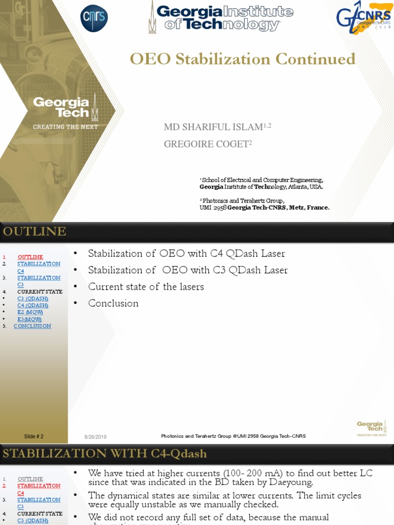 2019-08-26 - Shariful+Greg - OEO Stabilization Continued | PDF | Atomic | Electronics