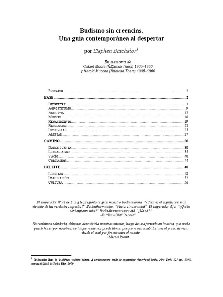 Budismo Sin Creencias - Stephen Batchelor | PDF | Gautama Buddha | Agnosticismo