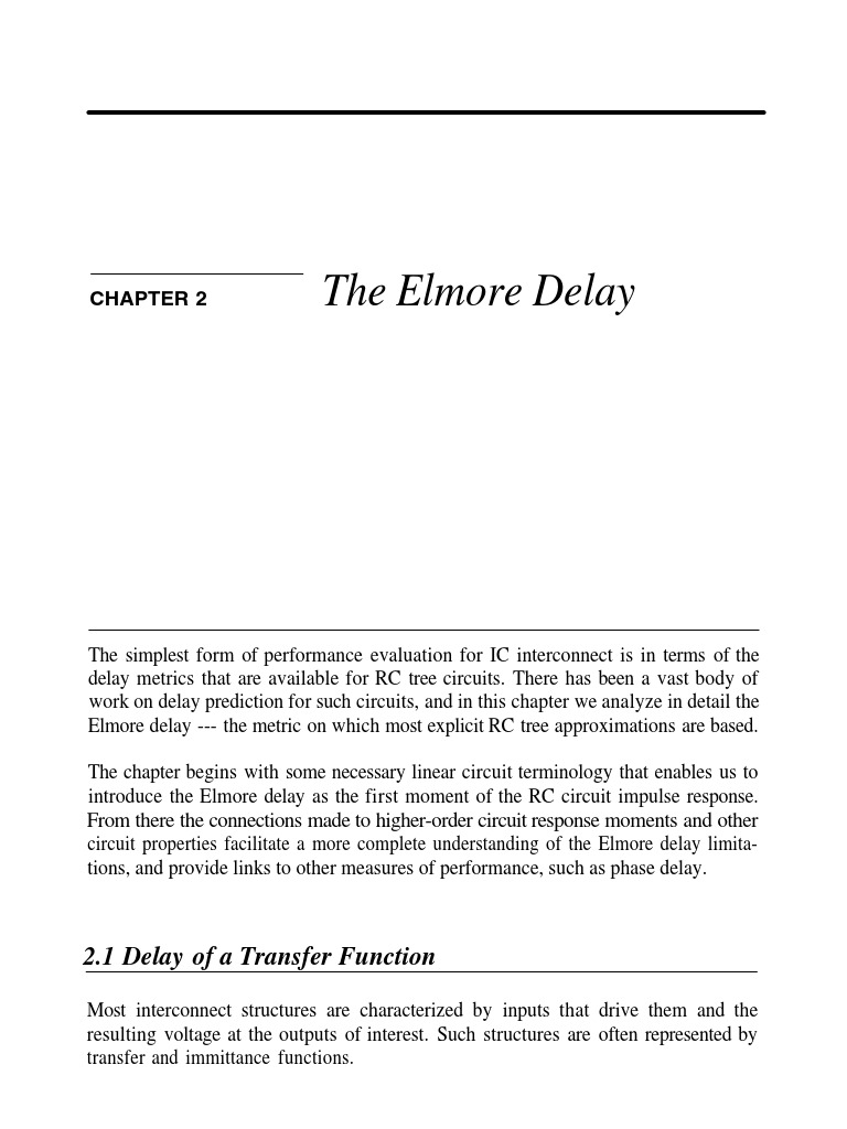 The Elmore Delay: 2.1 Delay of A Transfer Function | PDF | Laplace ...