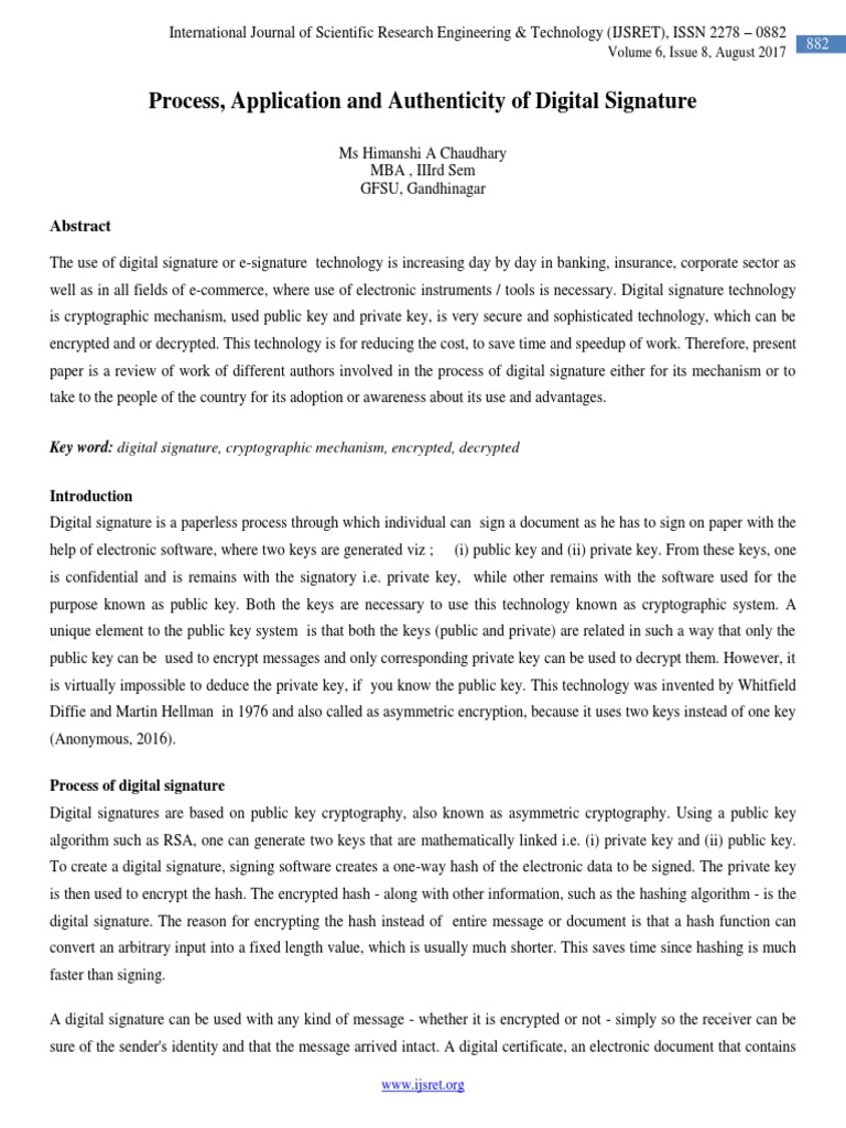 Process, Application and Authenticity of Digital Signature | PDF ...