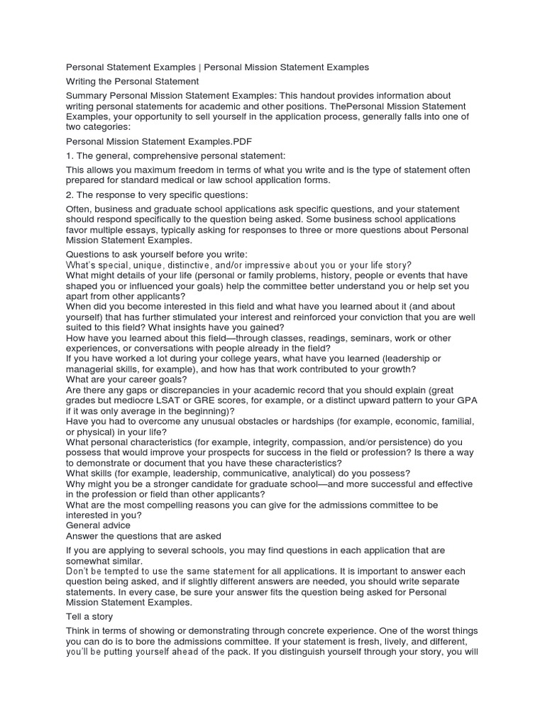 Graduate Personal Statements Personal Statement Examples | My JobMag