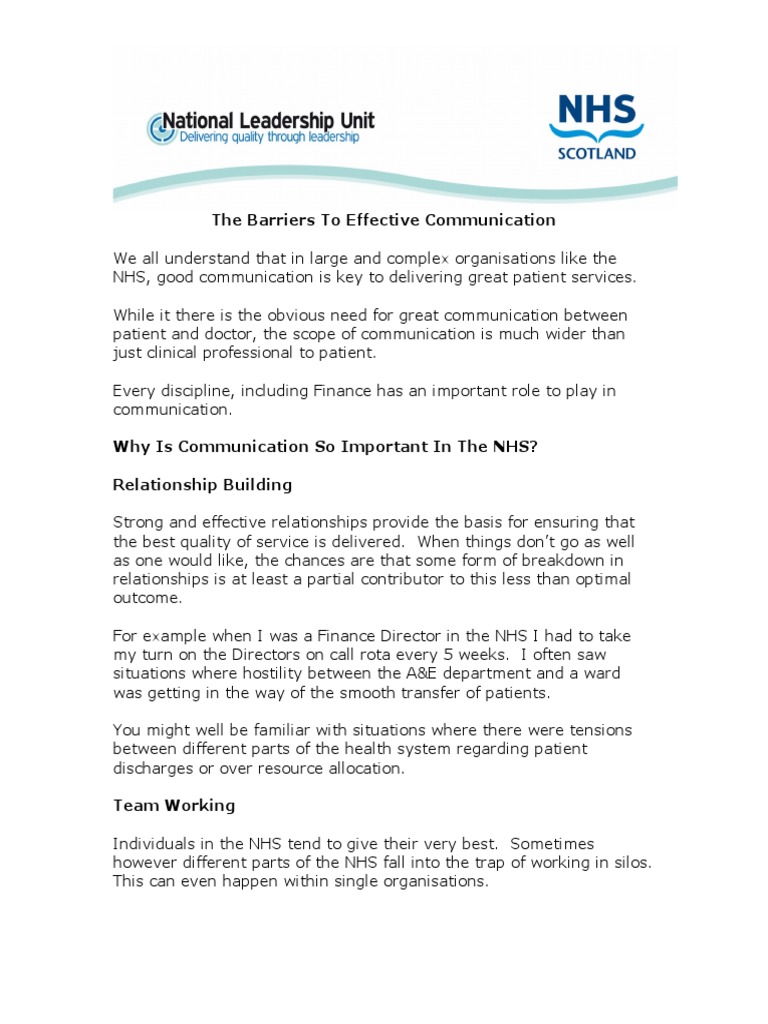 Introduction To Effective Communication | PDF | National Health Service ...