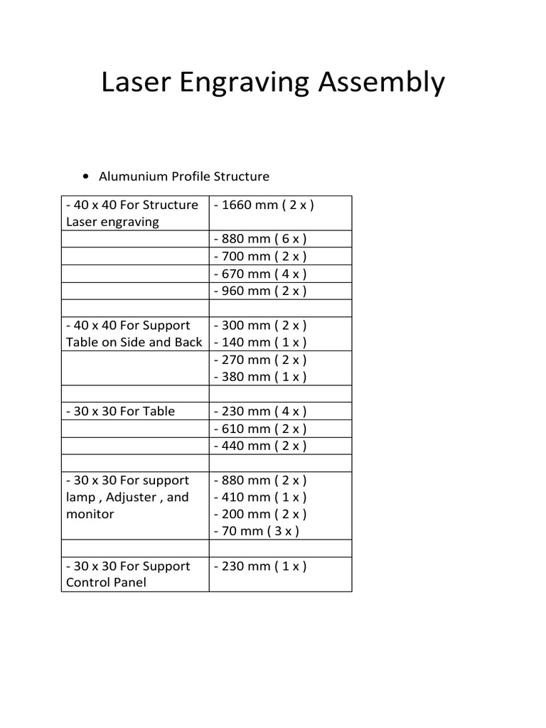 Laser Engraving Assembly | PDF | Equipment | Electrical Engineering