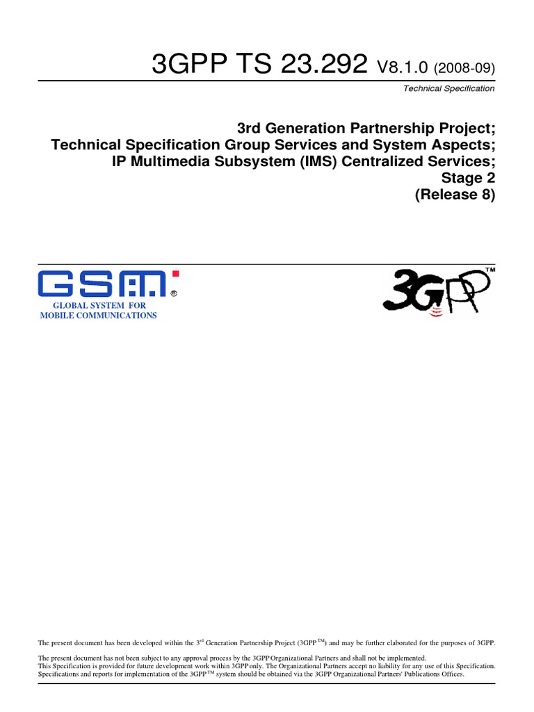 ICS 3GPP Specification | PDF | Ip Multimedia Subsystem | 3 Gpp