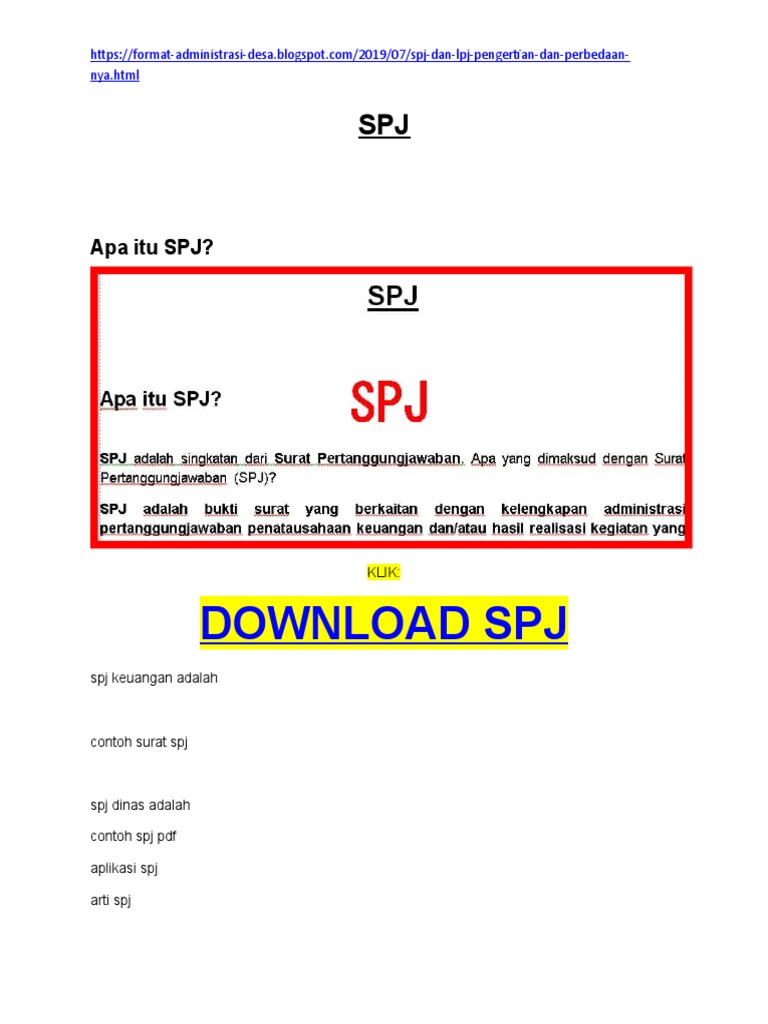 SPJ (Surat Pertanggungjawaban) | PDF