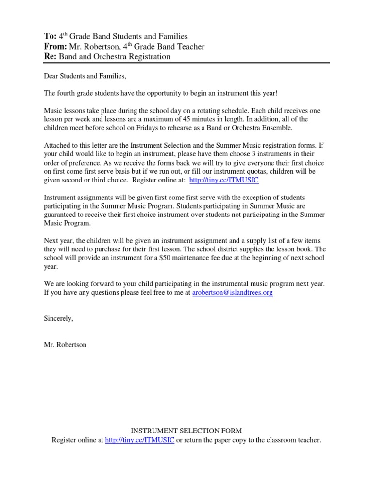 Band Orchestra Recruitment Letter 5-3-19 | PDF | Musical Instruments ...