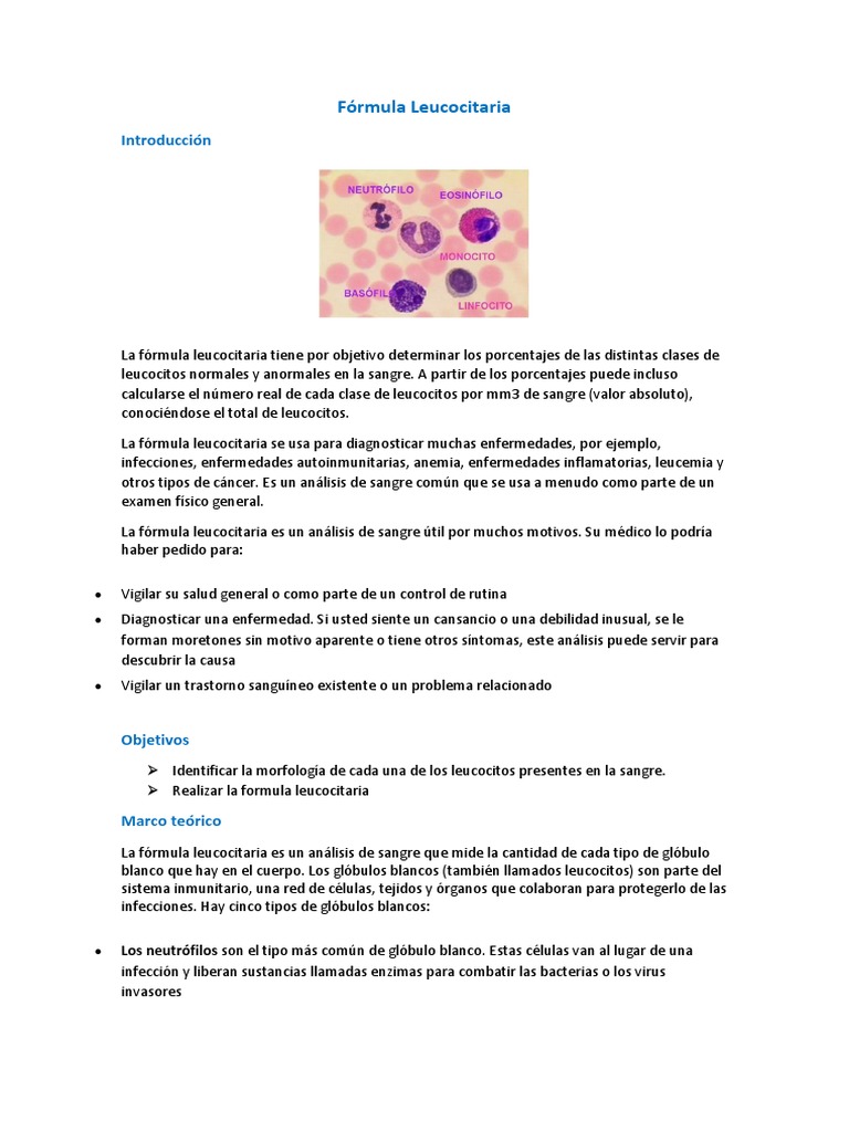 Fórmula Leucocitaria | PDF | Leucocito | Sangre