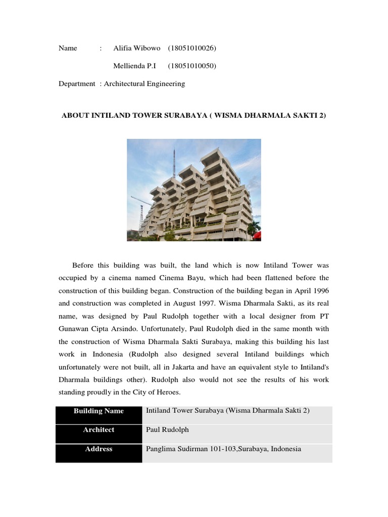 About Intiland Tower Surabaya (Wisma Dharmala Sakti 2) : Building Name ...