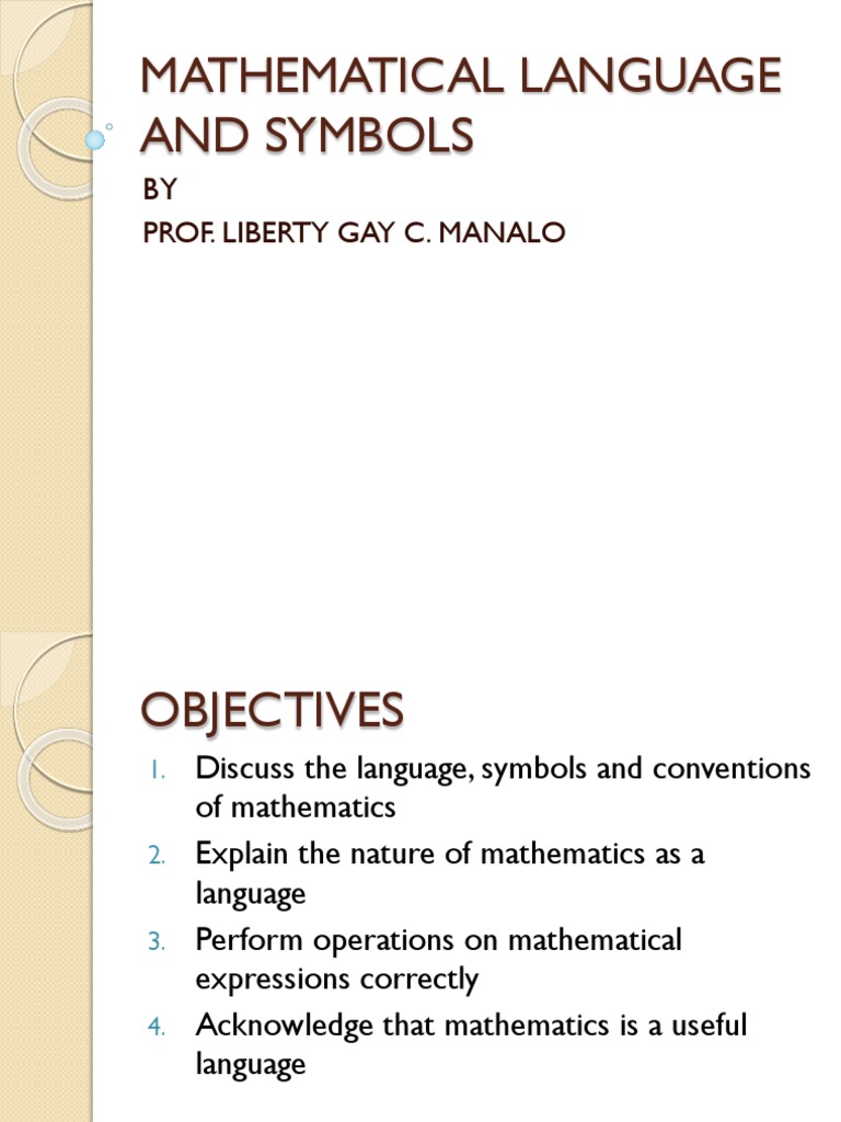 Mathematics Language and Symbols | PDF | Syntax | Teaching Mathematics