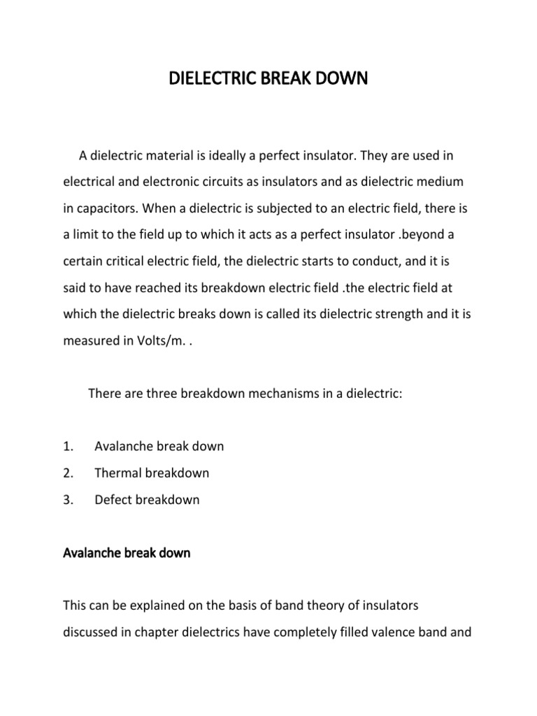 Dielectric Breakdown Explained | PDF