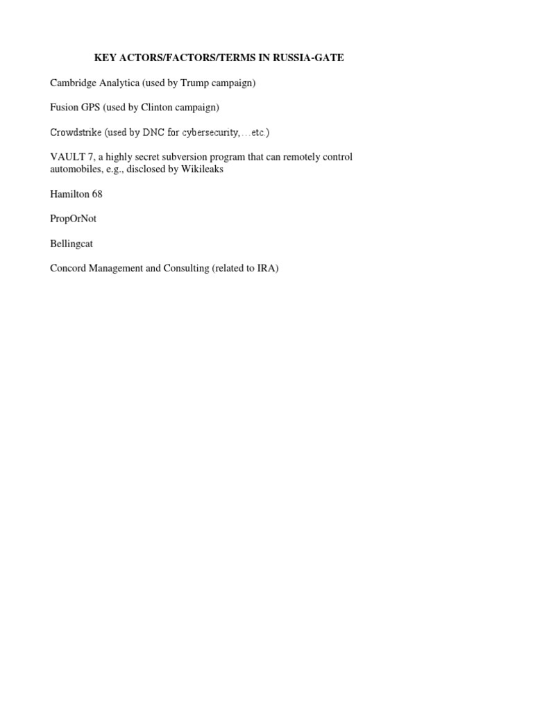 Russia-Gate KEY ACTORS | PDF