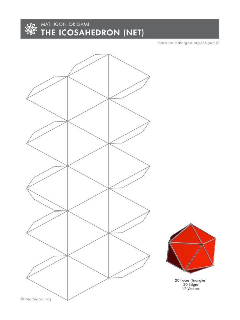 The Icosahedron (Net) : Mathigon Origami | PDF