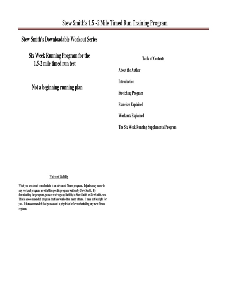 Stew Smith's 1.5 - 2 Mile Timed Run Training Program | PDF | Running ...