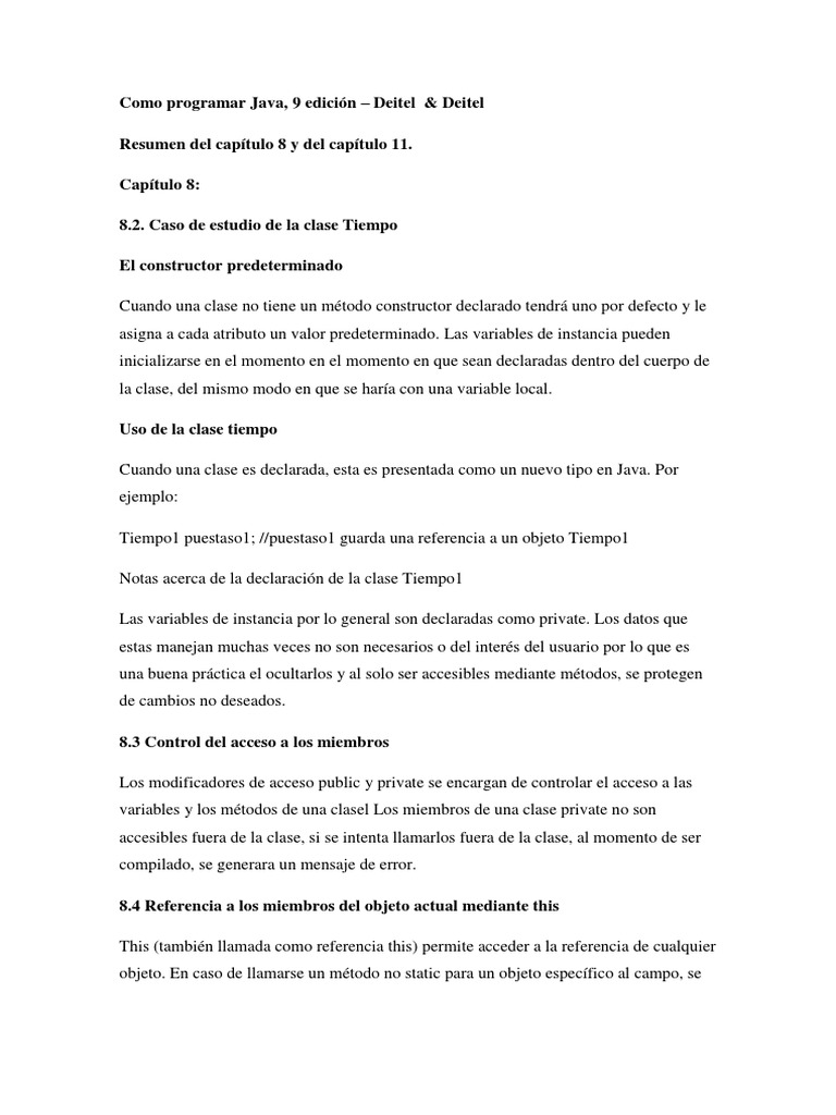 Clases Métodos Constructores Establecer Y Obtener Programación Pdf