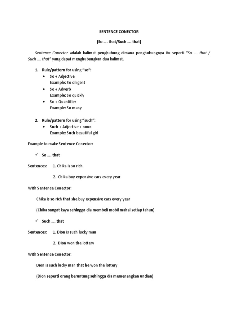 Such.... That/ So.... That (Sentence Conector) | PDF