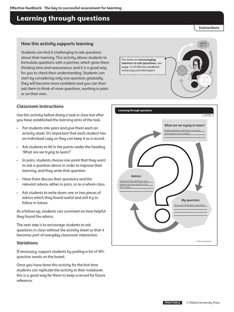 Afl Toolkit Learning Through Questions | PDF | Question | Learning