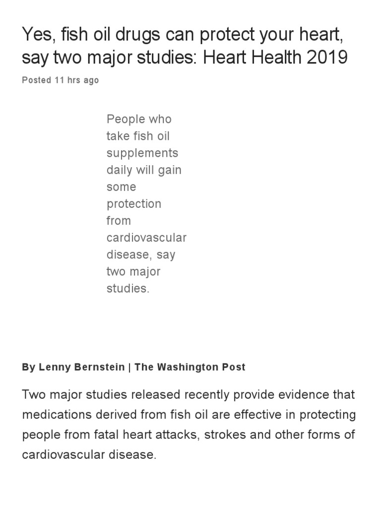 Fish Oil Drugs Boost Heart Health | PDF | Fish Oil | Cardiovascular ...