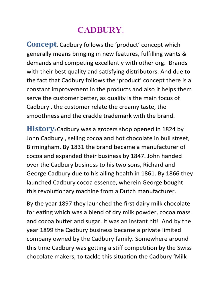Cadbury: A Legacy of Innovation | PDF | Chocolate | Brand
