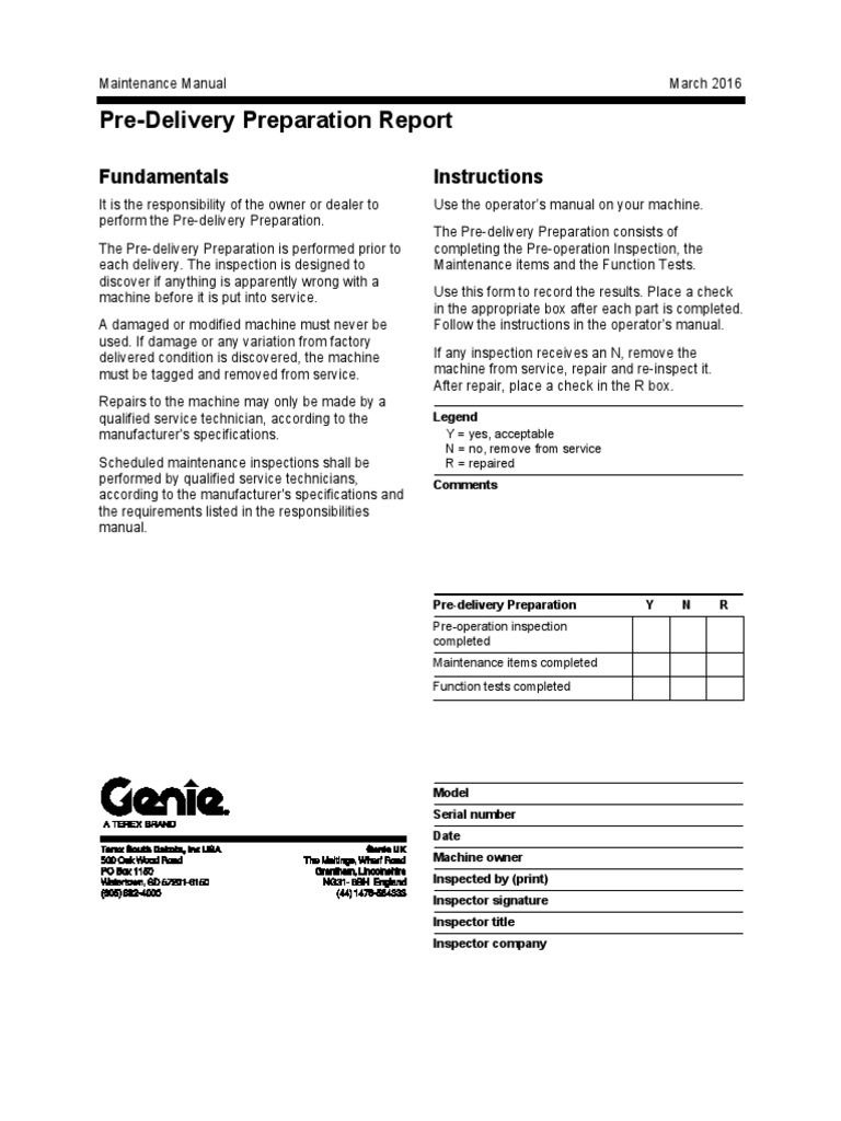 Pre-Delivery Preparation Checklist Guide | PDF | Business