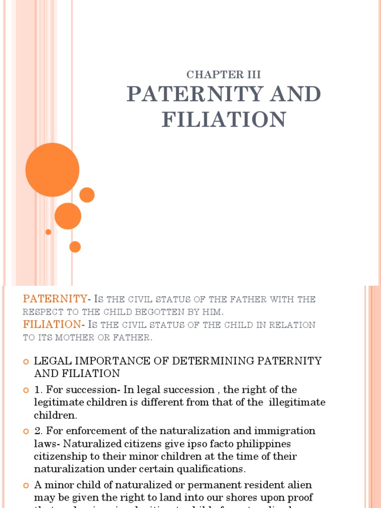 Chapter III Paternity and Filiation | PDF | Legitimacy (Family Law ...