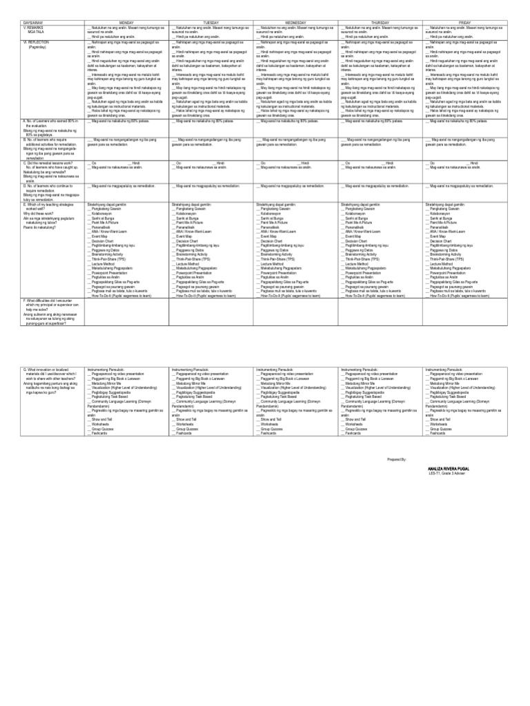 Remarks & Reflections Checklist 2019-2020 | PDF