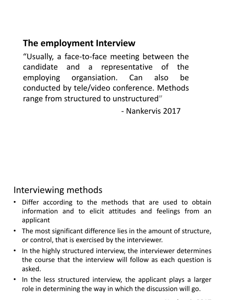 Employment Interview Methods Explained Pdf