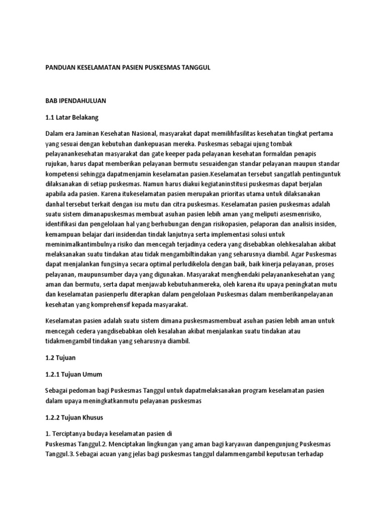 Panduan Keselamatan Pasien Puskesmas | PDF | Kesehatan Holistik