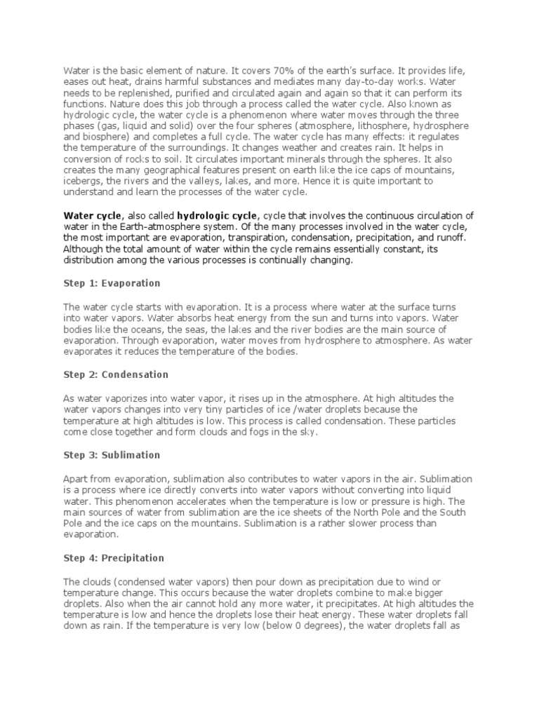 Water Cycle, Also Called Hydrologic Cycle, Cycle That Involves The ...