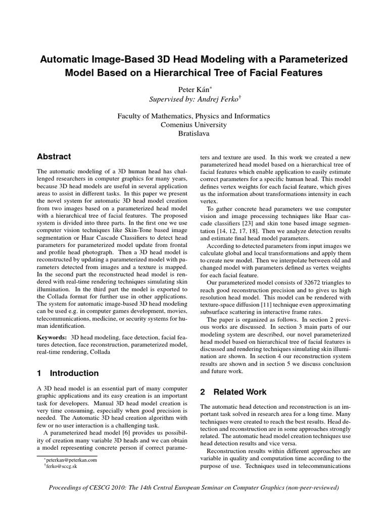 Automatic Image-Based 3D Head Modeling With A Parameterized Model Based On A Hierarchical Tree ...