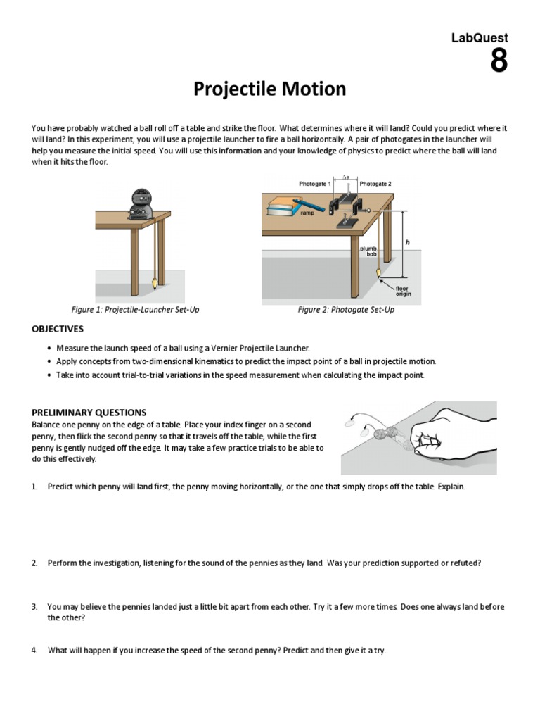 Projectile Motion Prelab | PDF | Speed | Projectiles