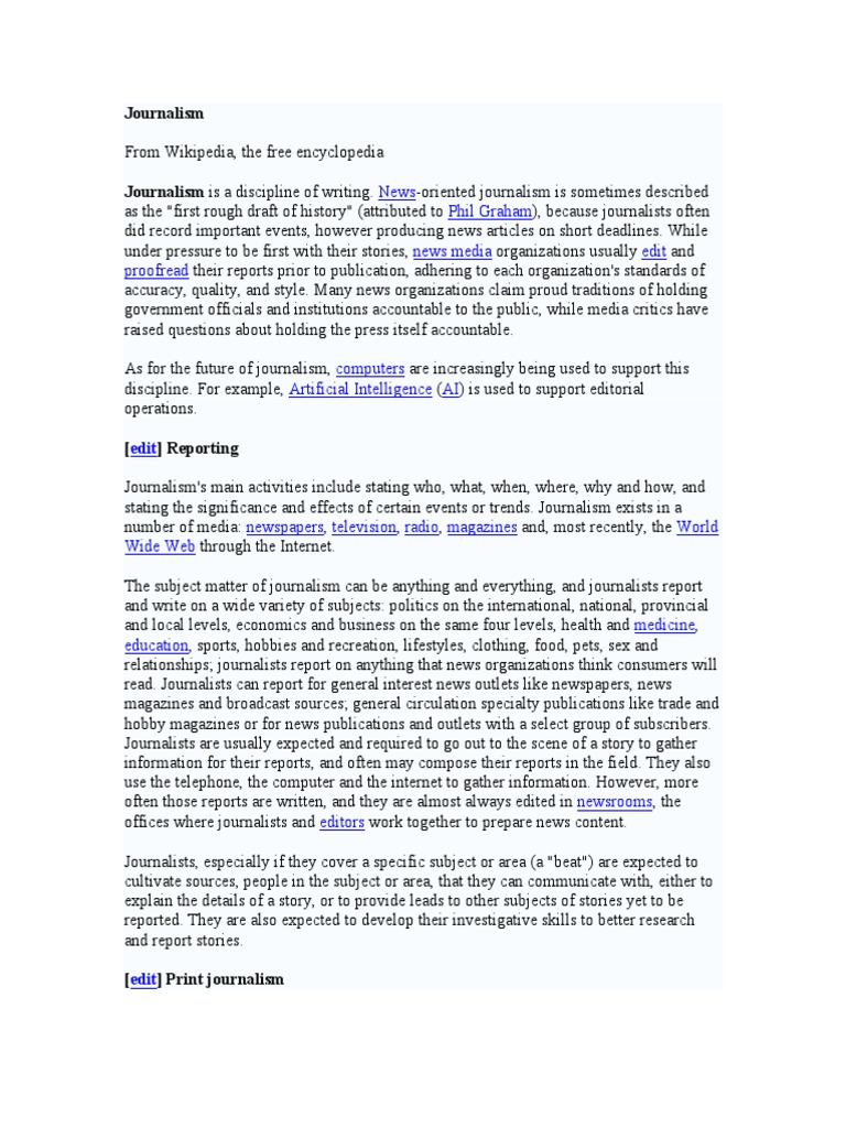 An Overview of Journalism: Reporting the News Across Multiple Platforms ...