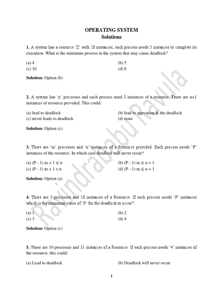 Operating System Solutions | Download Free PDF | Theoretical Computer Science | Concurrency ...