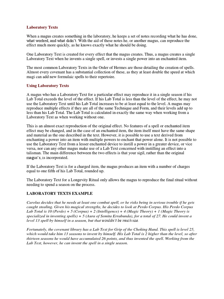 Laboratory Texts Example | PDF