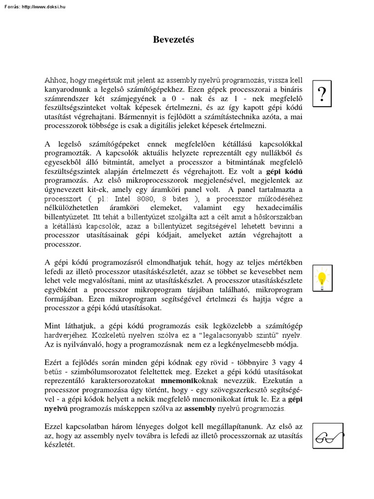 Bodlaki Tamas Az Assembly Nyelvu Programozas Alapjai | PDF