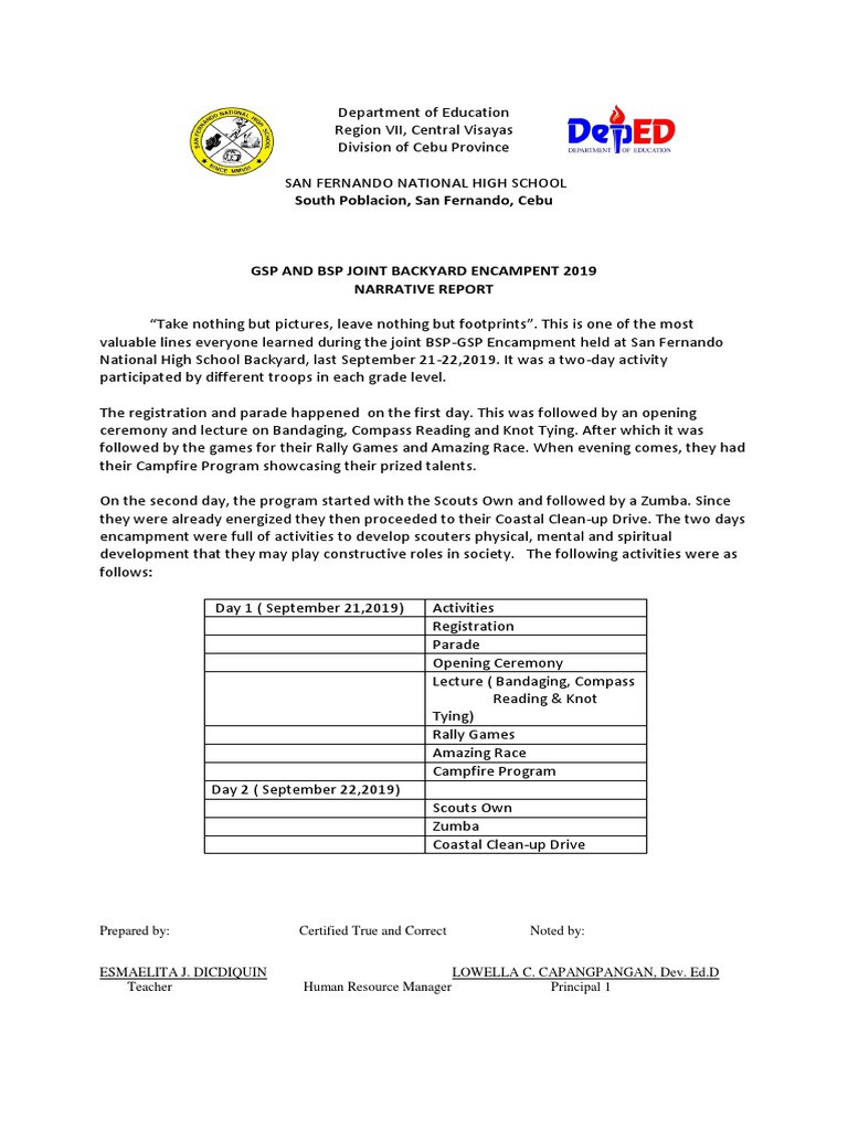 GSP Narrative Report Dicdiquin | PDF | Scouting | Youth Movements