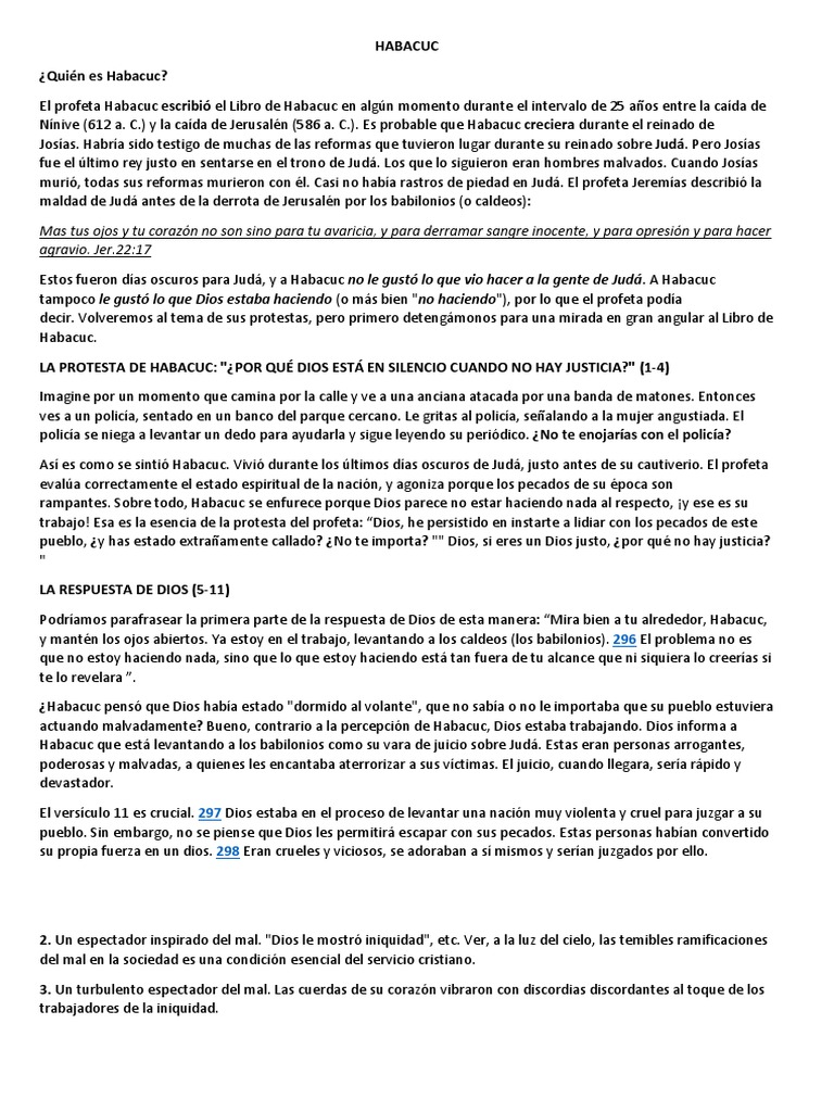 El Profeta Habacuc: Justicia y Fe | PDF | Biblia | Religión y creencia
